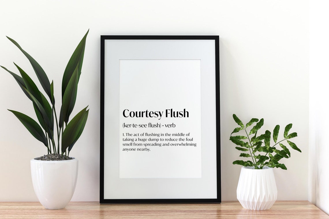 Courtesy Flush Funny Definition Bathroom Wall Art, 3 Digital Prints 5x7 ...
