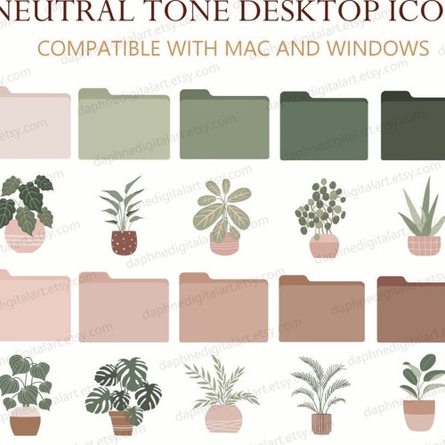 Boho Neutral Desktop Folder Icons for Mac & Windows - Etsy