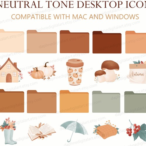 Autumn Fall Desktop Icons boho Desktop Folder Icons MAC - Etsy