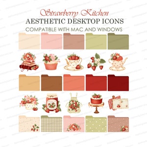 Desktop Icons Aesthetic, Desktop Folders Icons Strawberry Kitchen, MAC ...