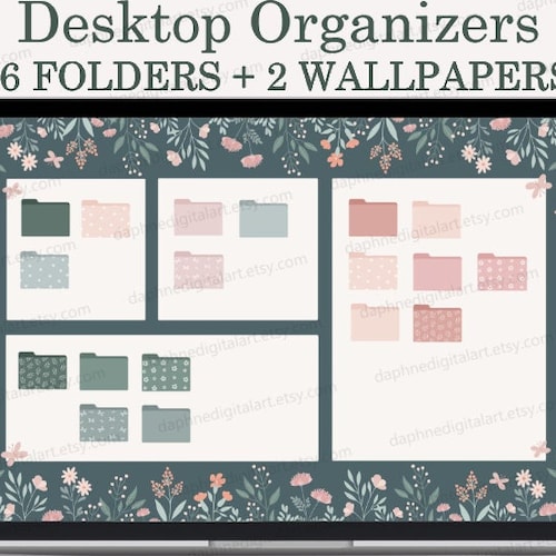 EDITABLE Desktop Organizer Wallpaper Folder Icons Pastel - Etsy