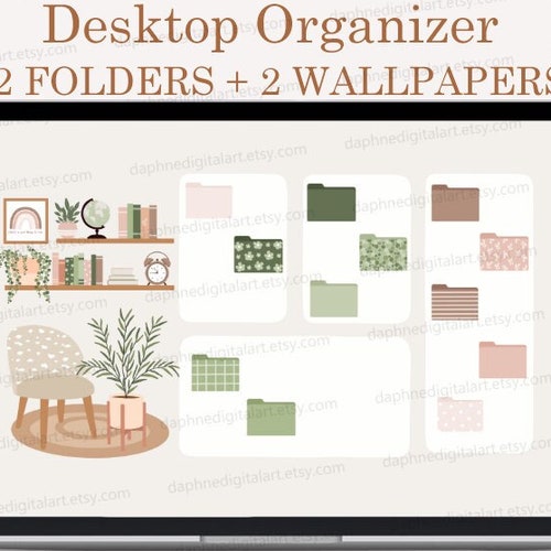 Desktop Wallpaper Organizer Folder Icons Brown Boho - Etsy