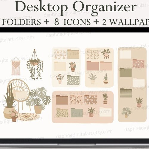 Boho Neutral Desktop Folder Icons Mac OS Windows Aesthetic | Etsy