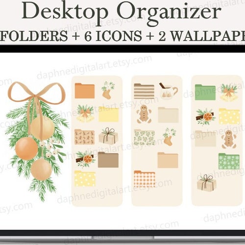 Christmas Desktop Icons Winter Desktop Wallpaper Organizer | Etsy
