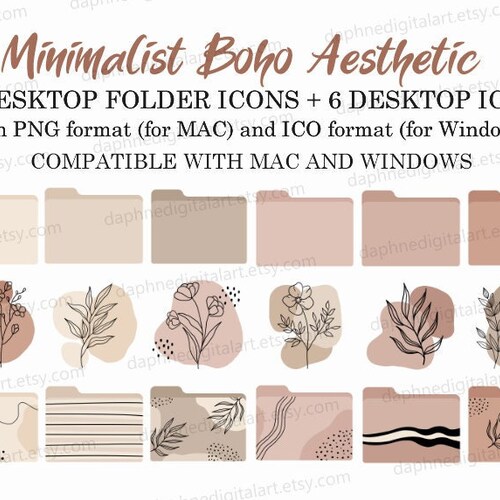 Boho Desktop Icons Desktop Folder Icons for MAC and Windows - Etsy Canada