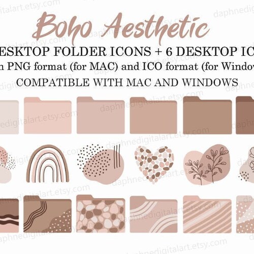 Boho Desktop Folder Icons for Mac Desktop Folder Icons - Etsy