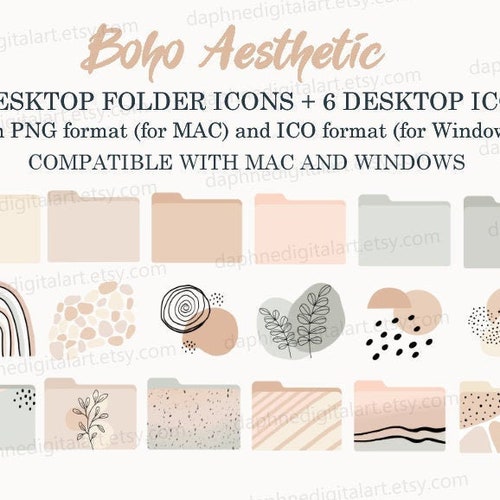Boho Desktop Folder Icons for Mac Desktop Folder Icons - Etsy