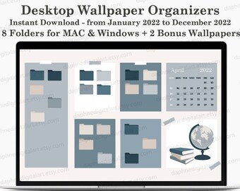 Desktop Wallpaper Organizer With Calendar 2021 2022 Mac | Etsy