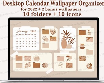 Desktop Wallpaper Organizer With Calendar 2021 2022 Mac | Etsy