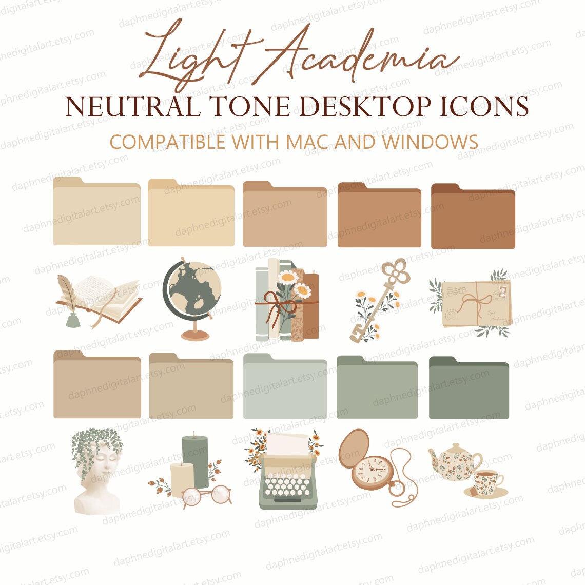 Light Academia Desktop Icons , Desktop Wallpaper Organizer, MacBook ...