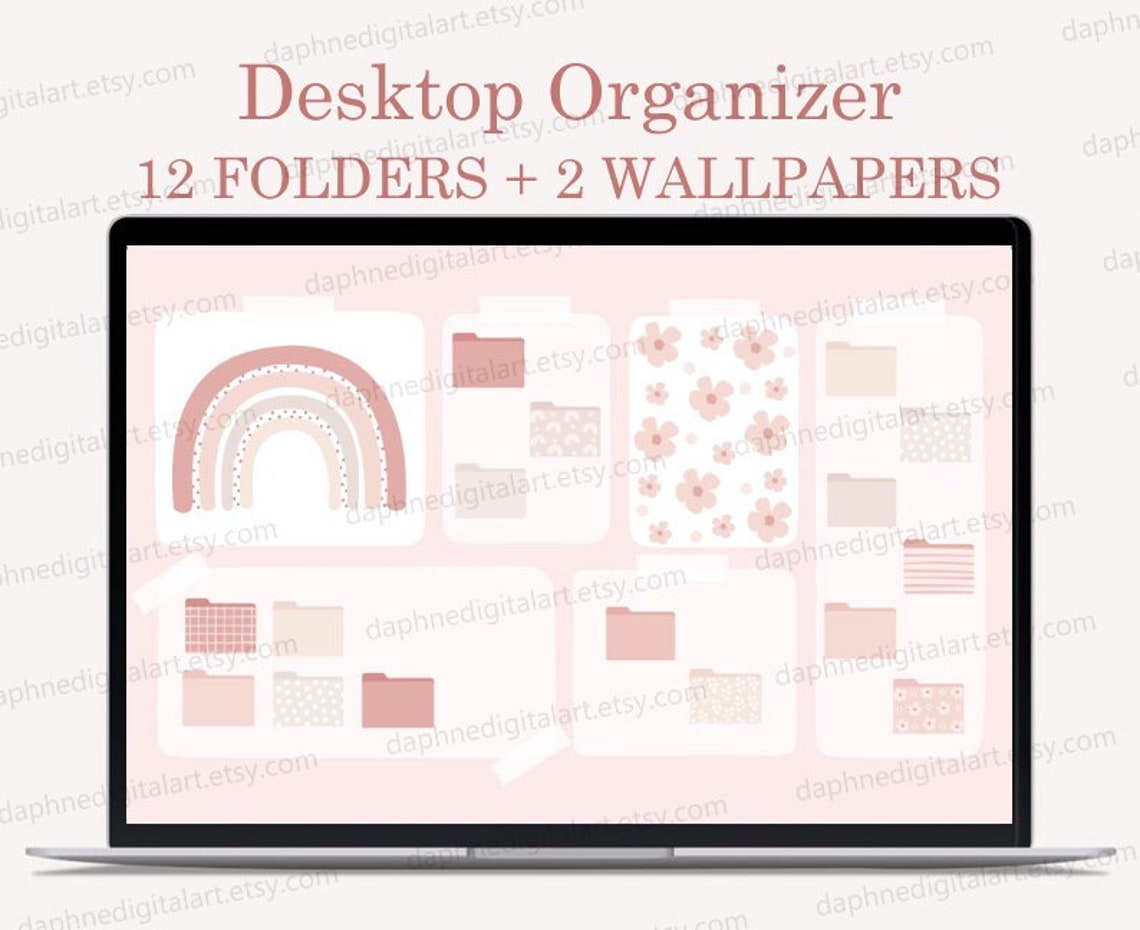 Neutral Desktop Organizer Desktop Wallpaper Boho Study - Etsy