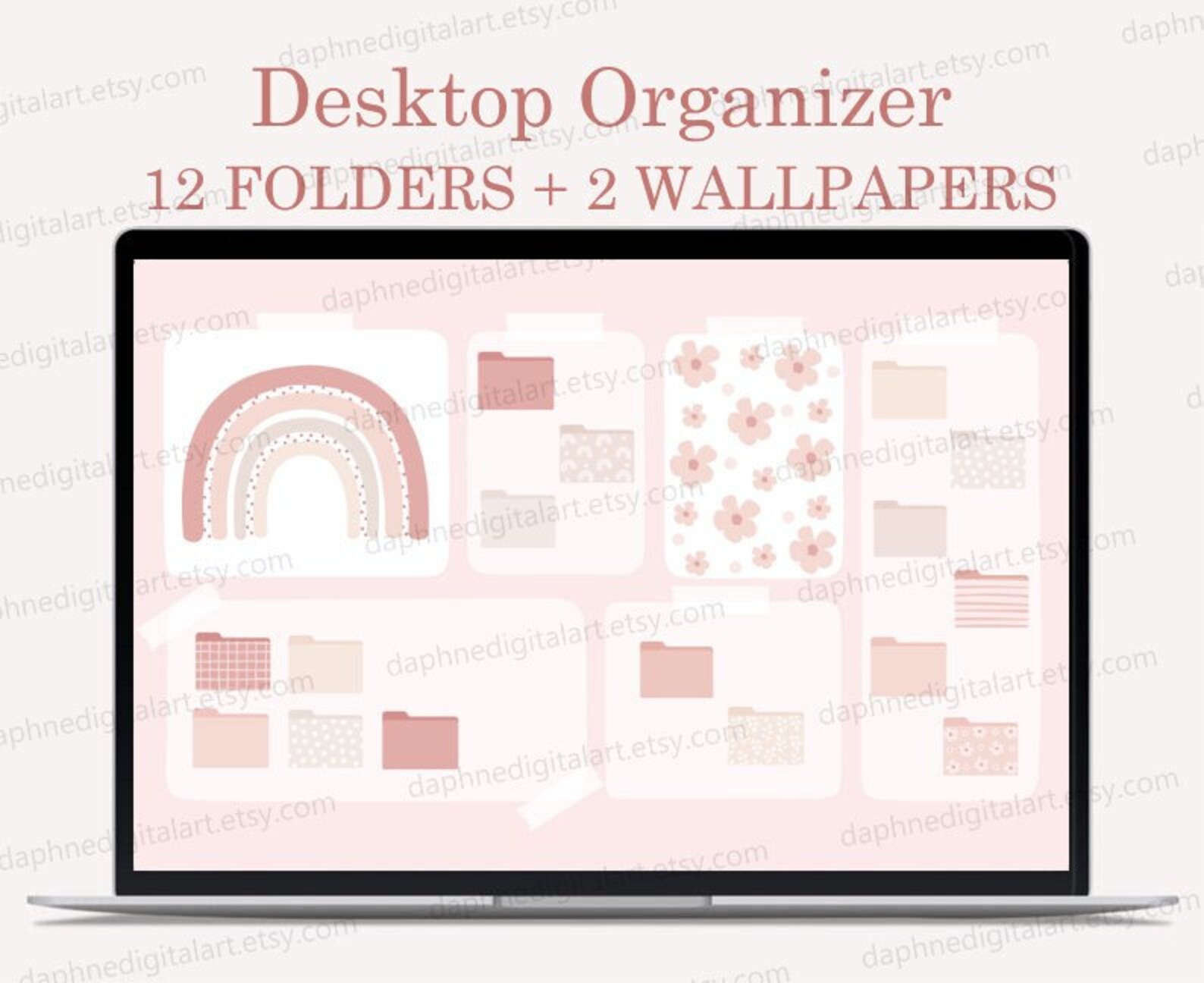 Neutral Desktop Organizer Desktop Wallpaper Boho Study - Etsy