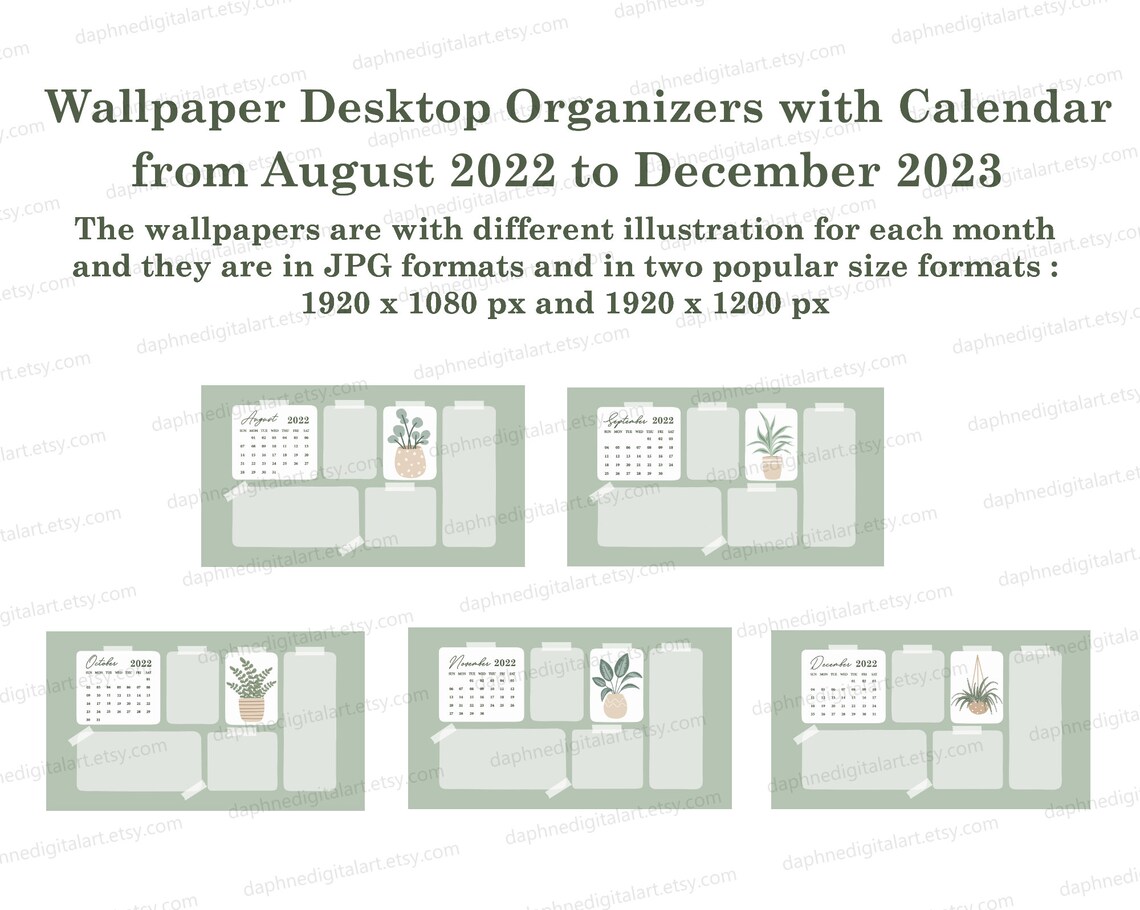 Desktop Wallpaper Organizer Calendar 2022 2023 Mac and - Etsy