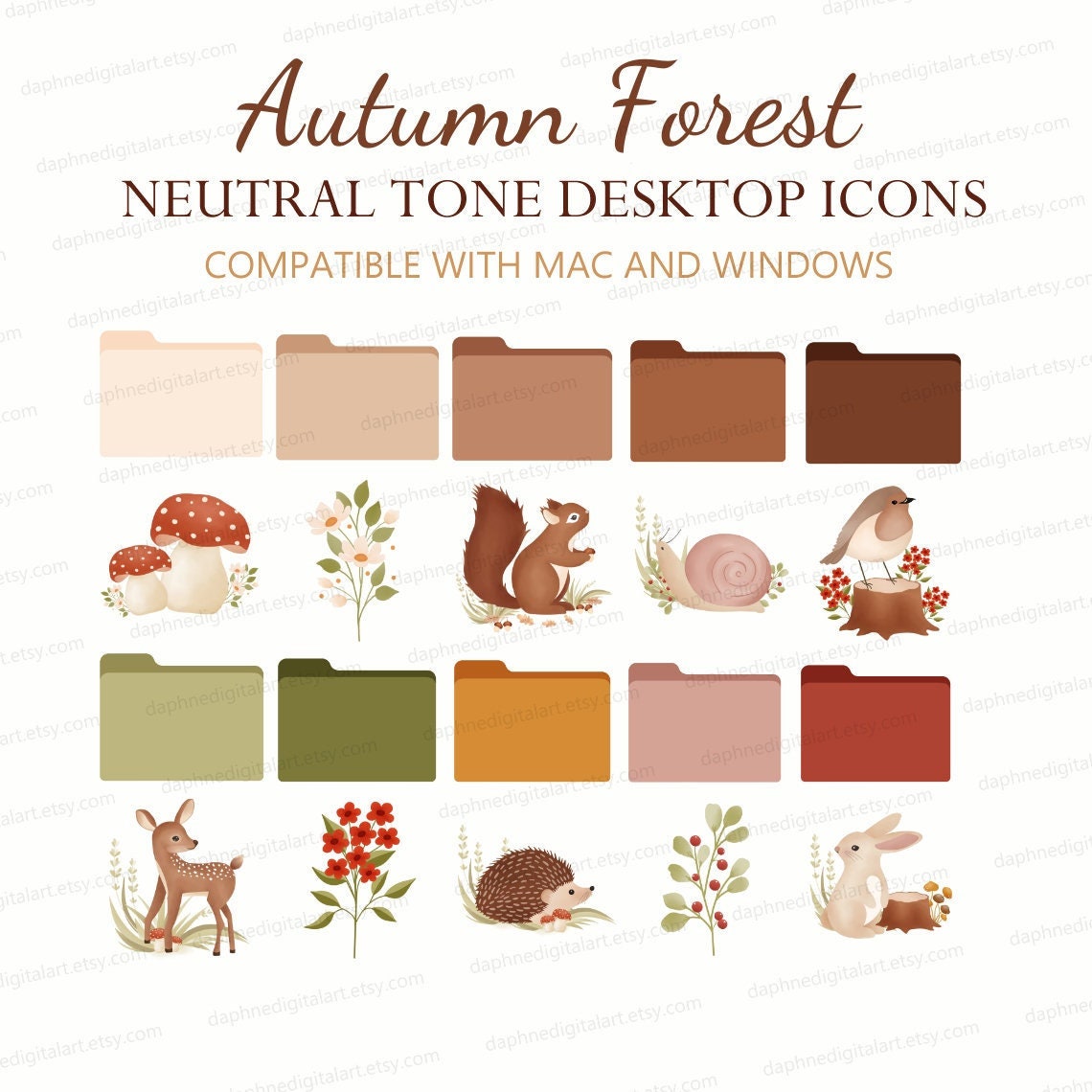 Autumn Desktop Organizer Wallpaper Folder Icons fall - Etsy