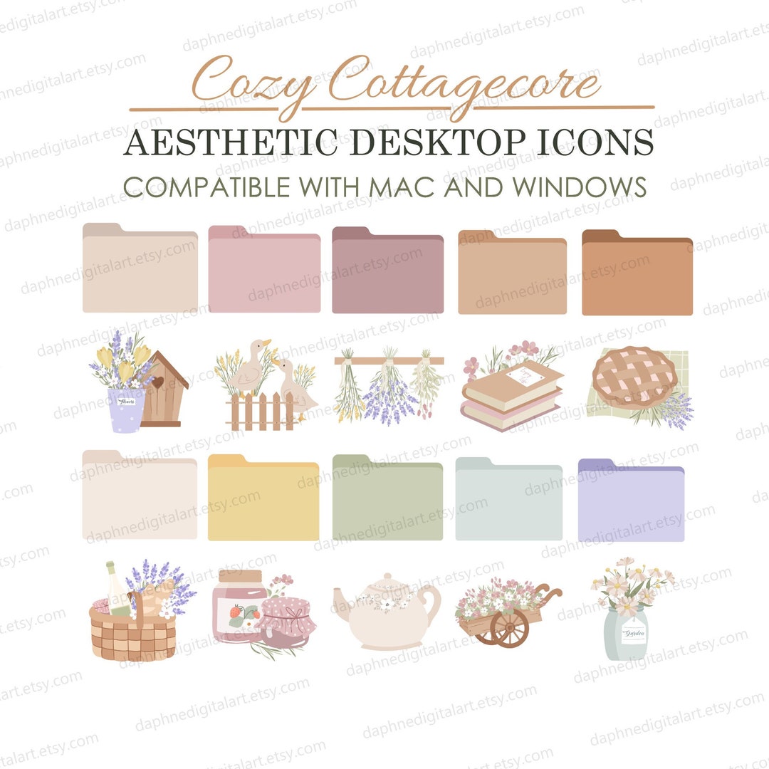 Aesthetic Desktop Folder Icons and Wallpapers, Mac & Windows Icons ...