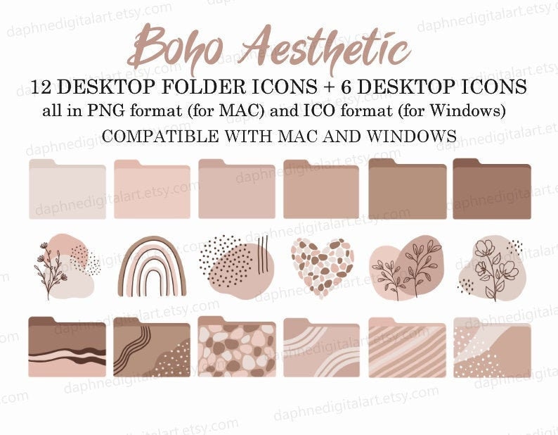 Boho Desktop Folder Icons for Mac Desktop Folder Icons | Etsy