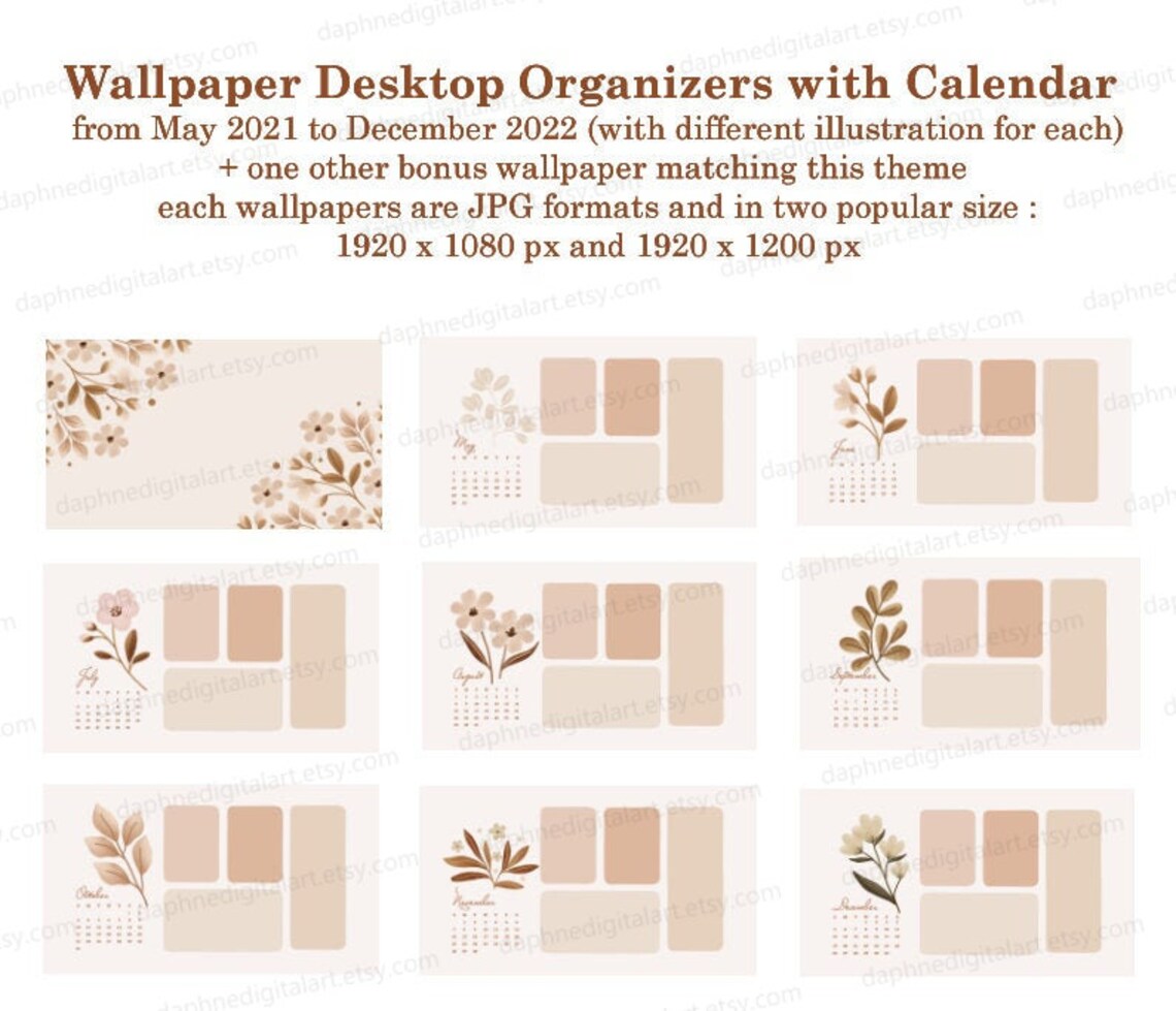 Desktop Wallpaper Organizer With Calendar 2021 2022 Mac | Etsy
