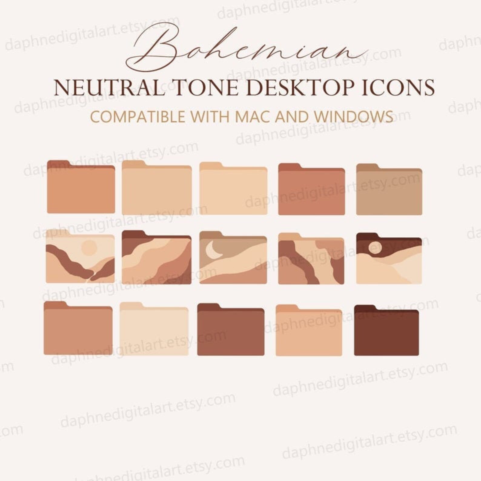 Boho Neutral Desktop Folder Icons for Mac & Windows - Etsy