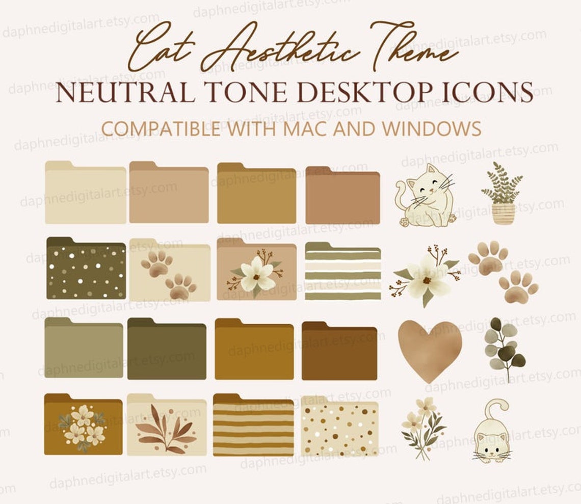 Cat Desktop Icons Desktop Wallpaper Organizer MacBook | Etsy