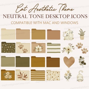 Cat Desktop Icons, Desktop Wallpaper Organizer, Mac Windows Folder ...