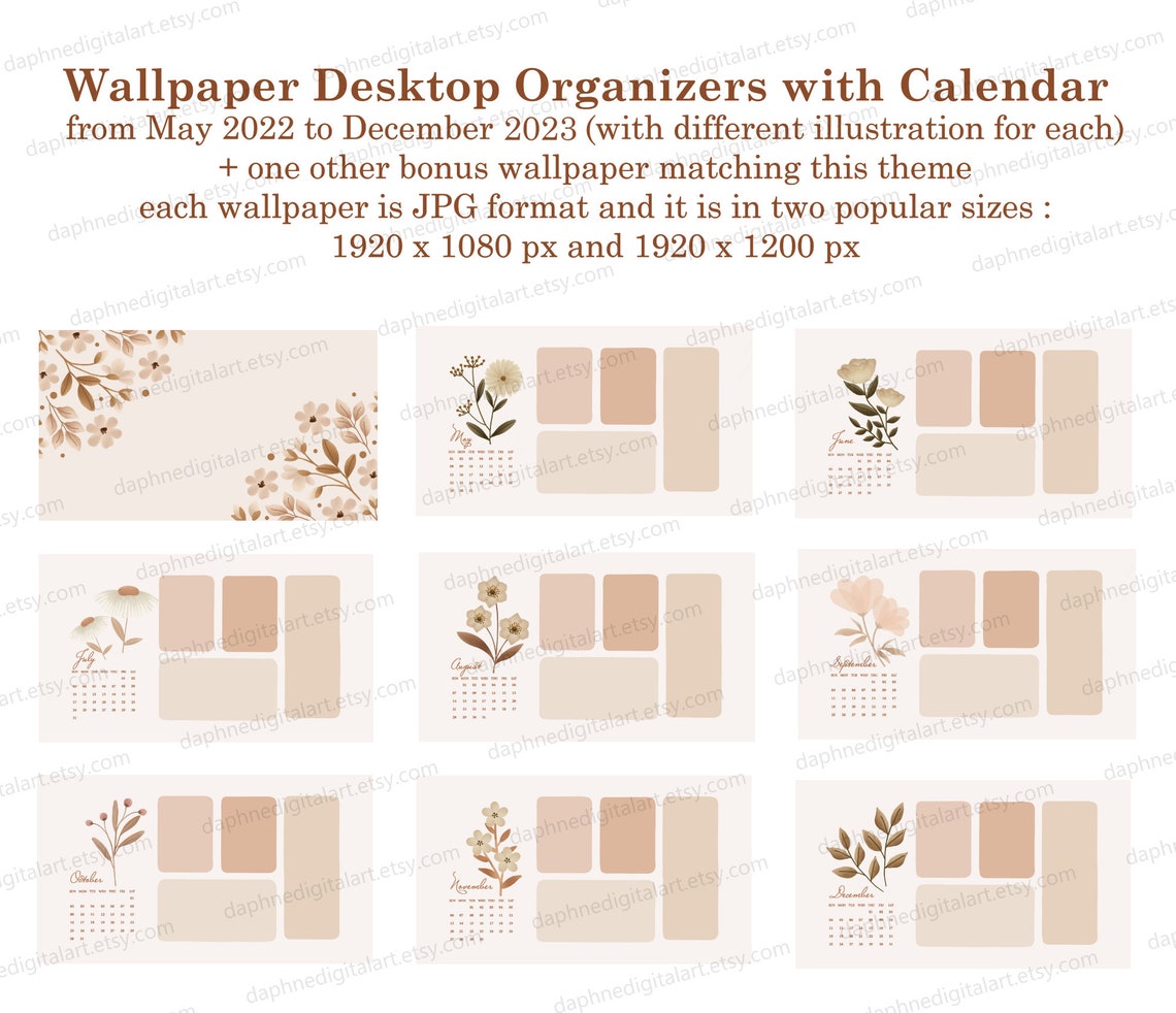 Desktop Wallpaper Organizer With Calendar 2022 2023 Mac - Etsy
