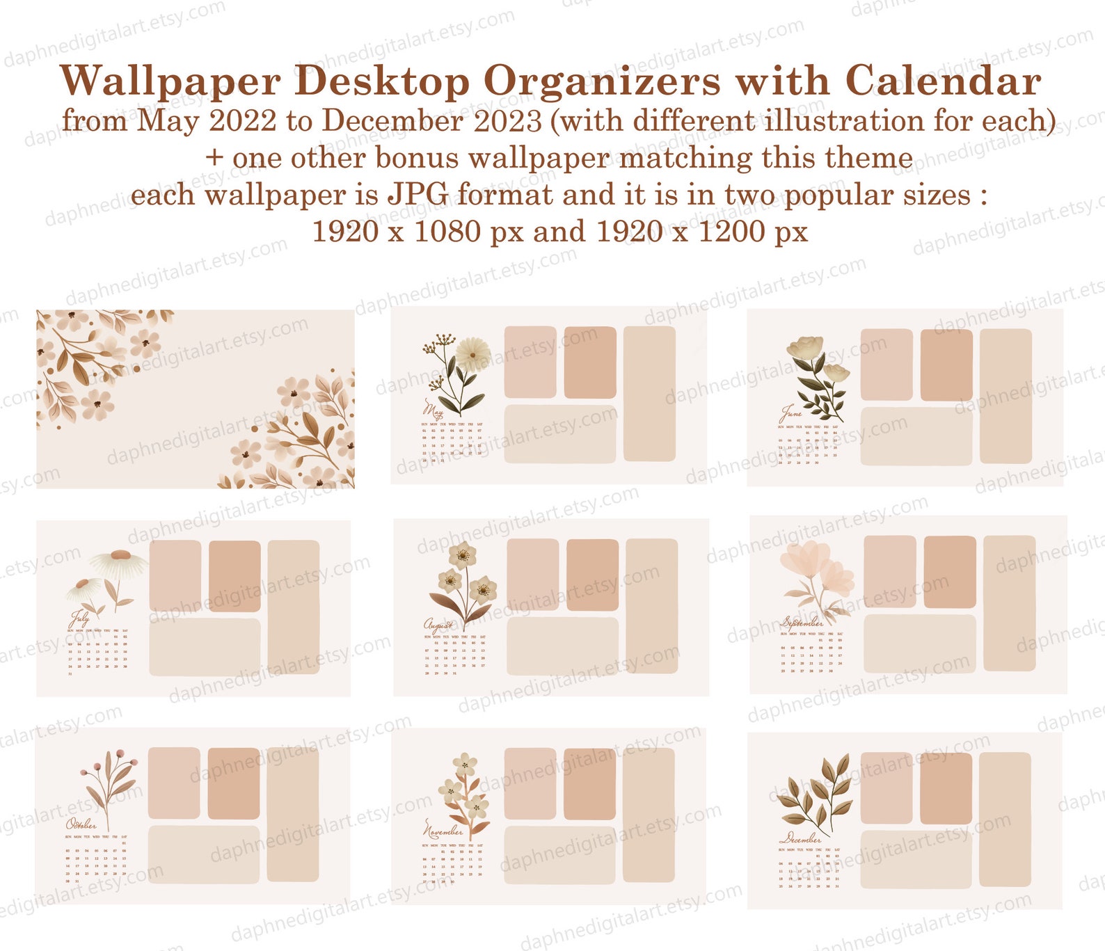 Desktop Wallpaper Organizer With Calendar 2022 2023 Mac - Etsy