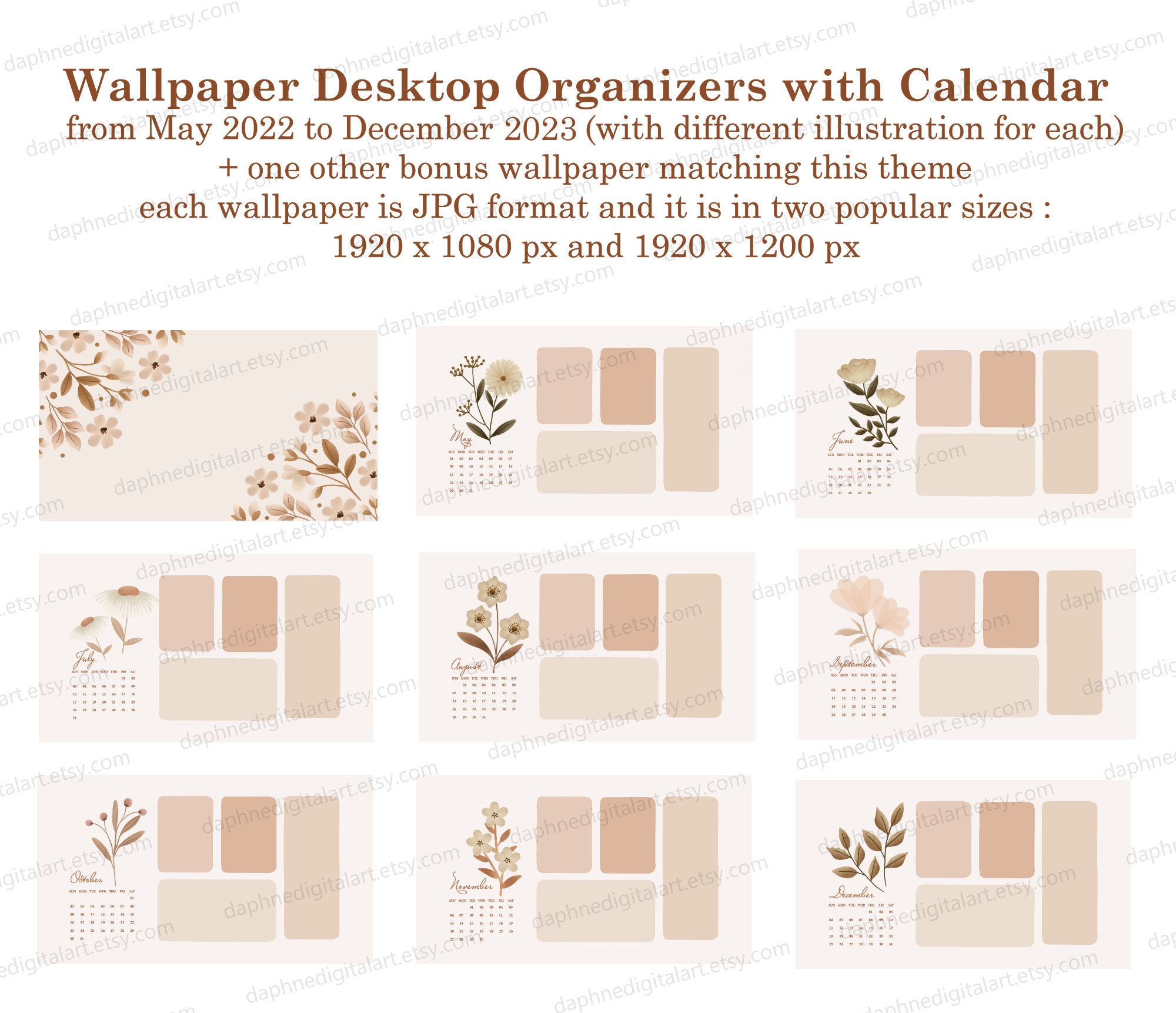 Desktop Wallpaper Organizer With Calendar 2022 2023 Mac - Etsy