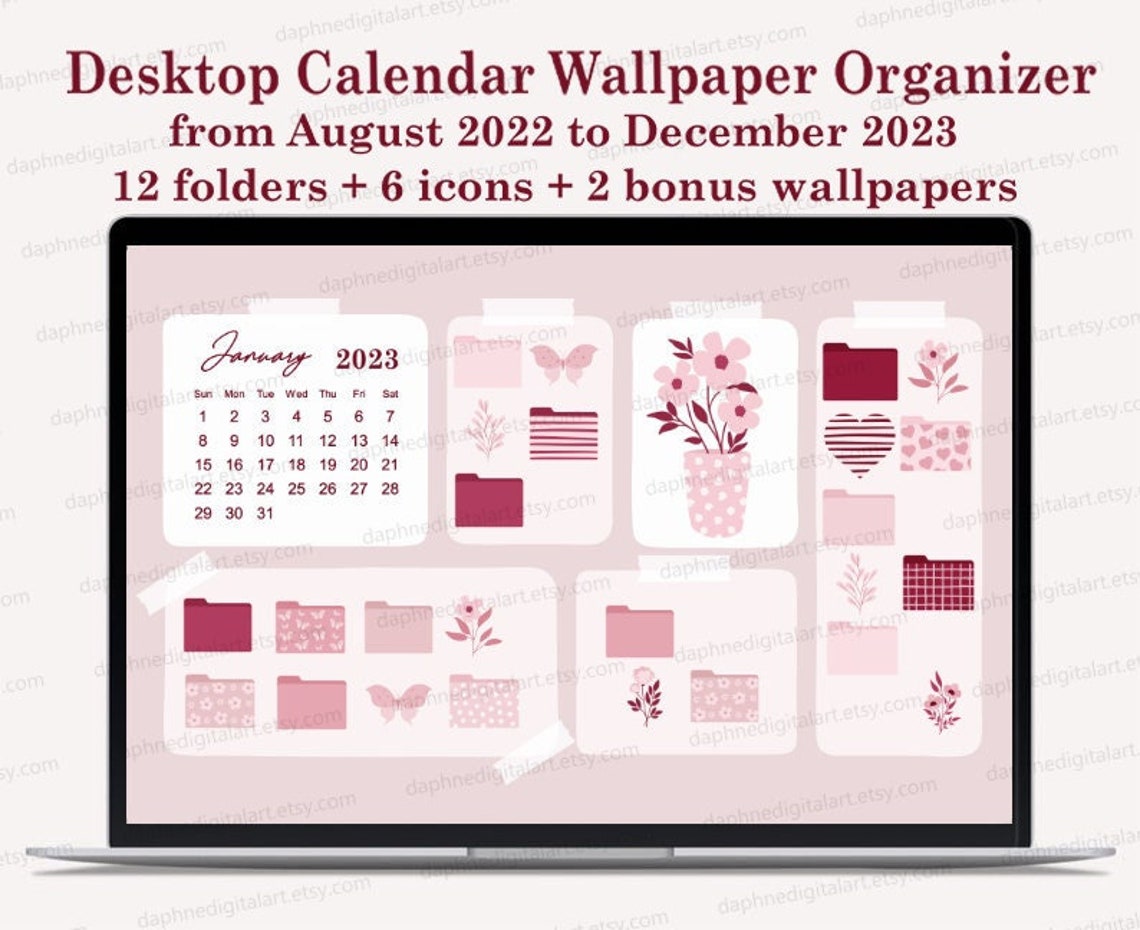 Desktop Wallpaper Organizer Calendar 2023 Desktop Folder - Etsy