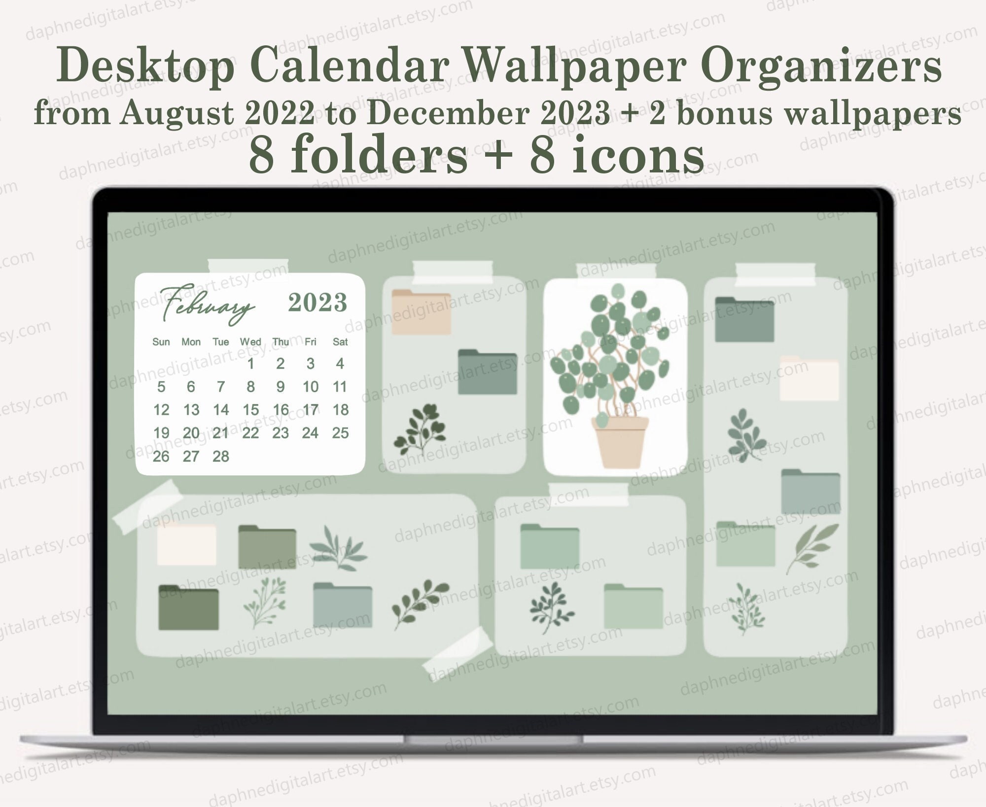 Desktop Wallpaper Organizer Calendar 2022 2023 Mac and - Etsy