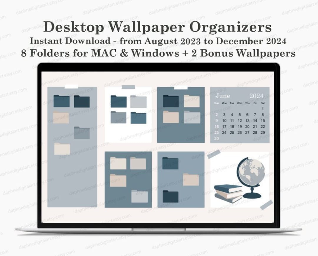 Desktop Organizer Wallpaper 2024 Calendar Folder Icons Mac - Etsy