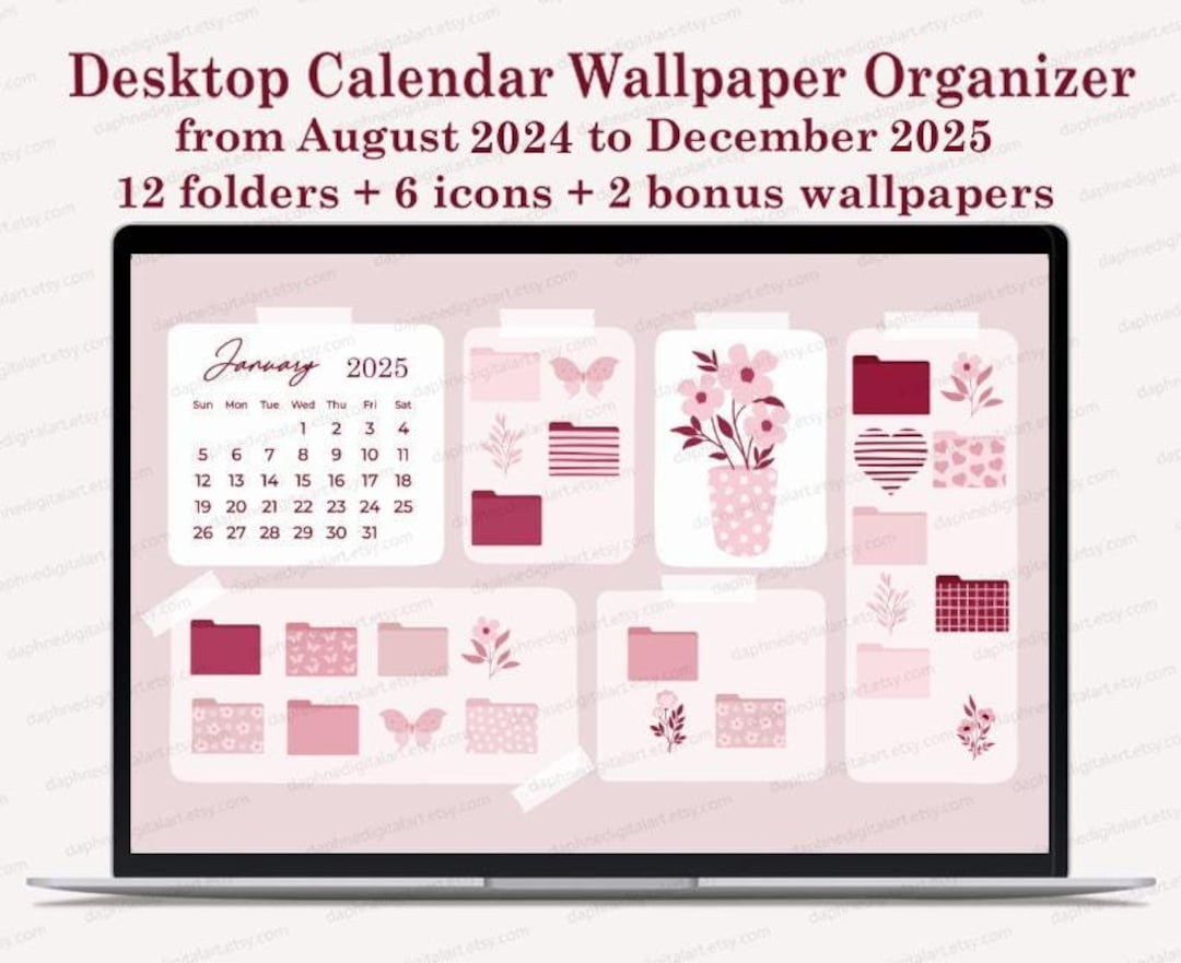 Desktop Wallpaper Organizer Calendar 2025, Desktop Folder Icons for MAC ...