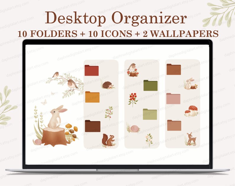 Autumn Desktop Organizer Wallpaper Folder Icons fall - Etsy