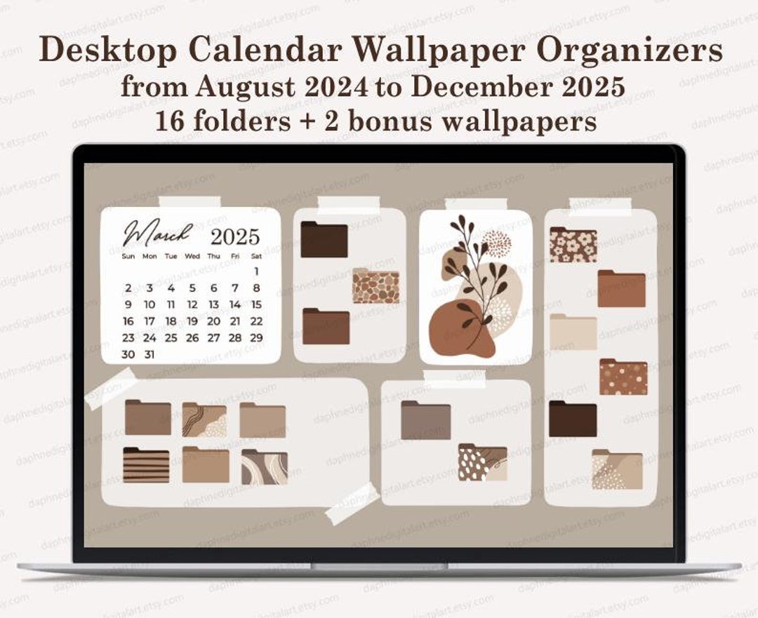 Desktop Wallpaper Organizer Calendar 2025, Mac & Windows Desktop Folder ...