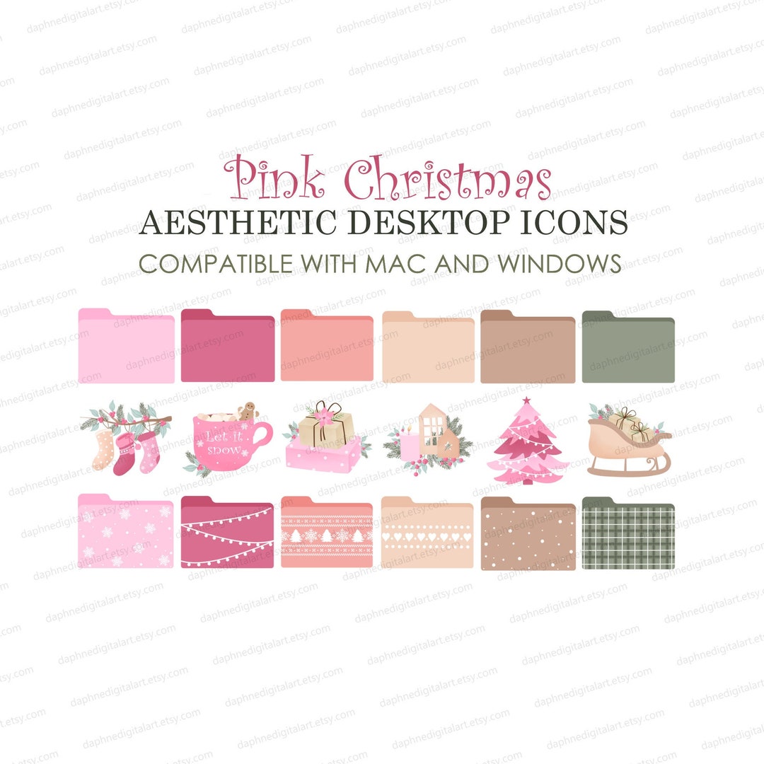 Christmas Desktop Folder Organizing Icon Set, Cute File Icons , Pastel ...