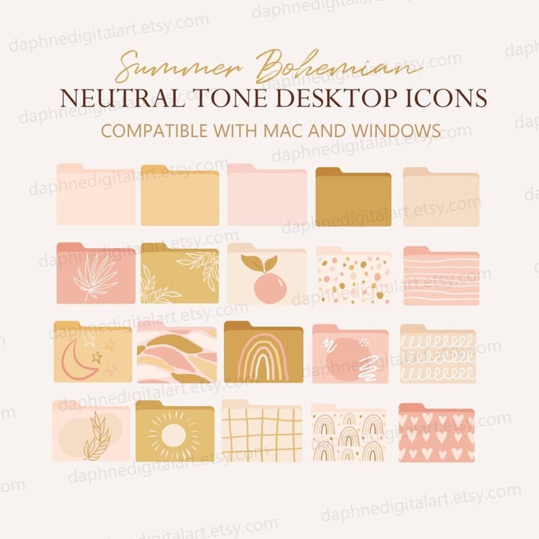 Desktop Icons , Boho Desktop Folder Icons , MacBook Folder Icons, Mac ...
