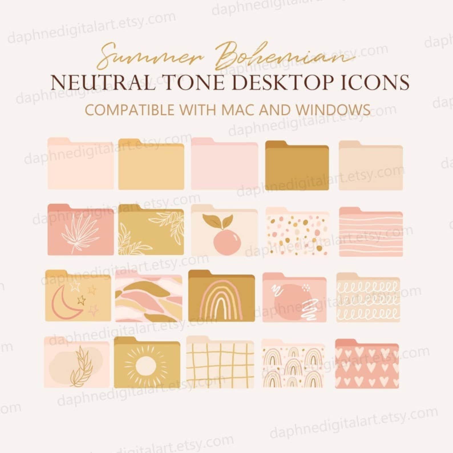 Desktop Icons Boho Desktop Folder Icons Macbook Folder - Etsy