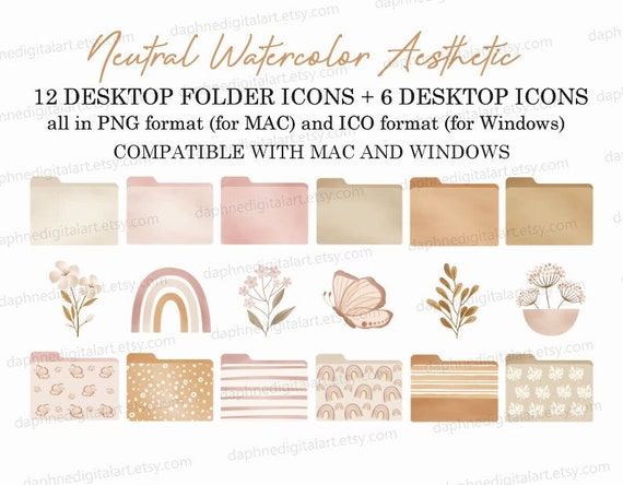 Boho Desktop Folder Icons for Mac Desktop Folder Icons - Etsy
