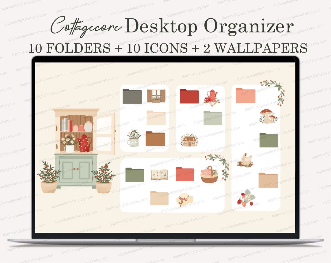 Cottagecore Desktop Icons Mac Folder Icon Bundle Aesthetic Computer ...