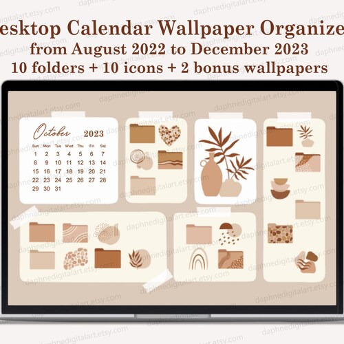 Desktop Wallpaper Organizer With Calendar 2022 2023 Mac - Etsy