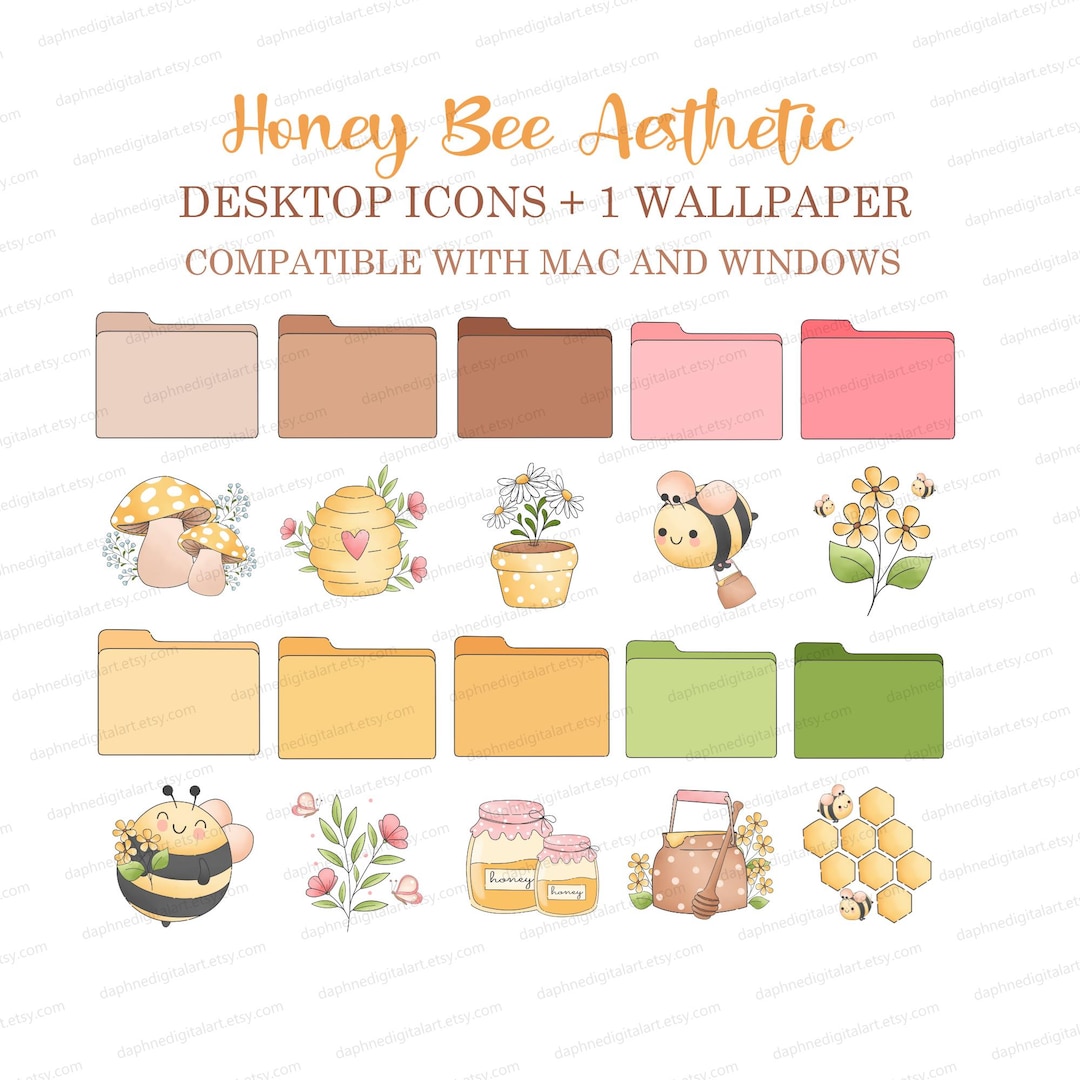 Windows & MAC Honey Bee Desktop Wallpaper Cute Kawaii Desktop Icons ...