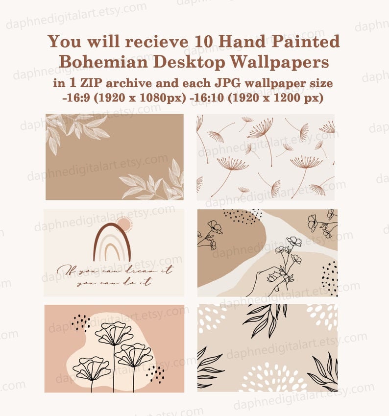 10 Boho Desktop Wallpapers Pink Digital Wallpapers Digital | Etsy