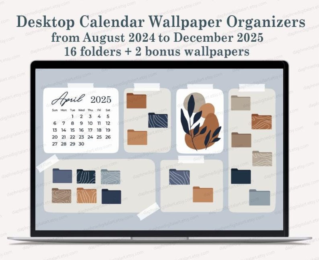 Desktop Wallpaper CALENDAR 2024 2025, Desktop Organizer Wallpaper Boho ...