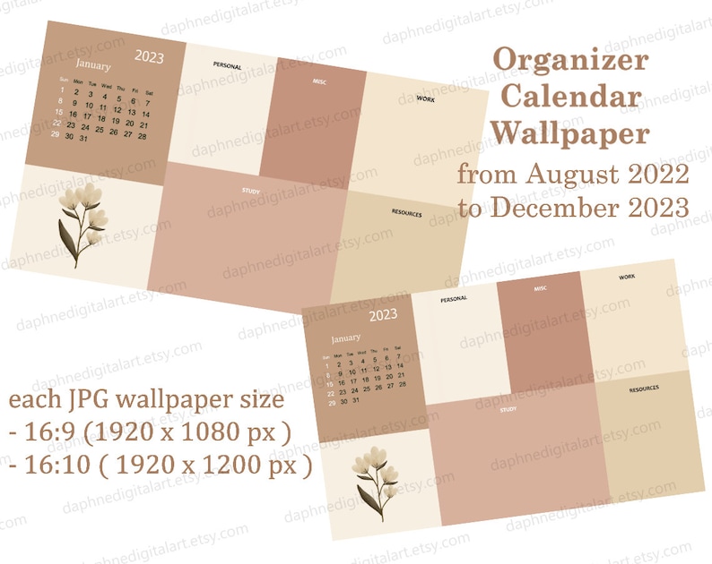 Desktop Wallpaper Organizer Calendar 2023 Mac and Windows - Etsy
