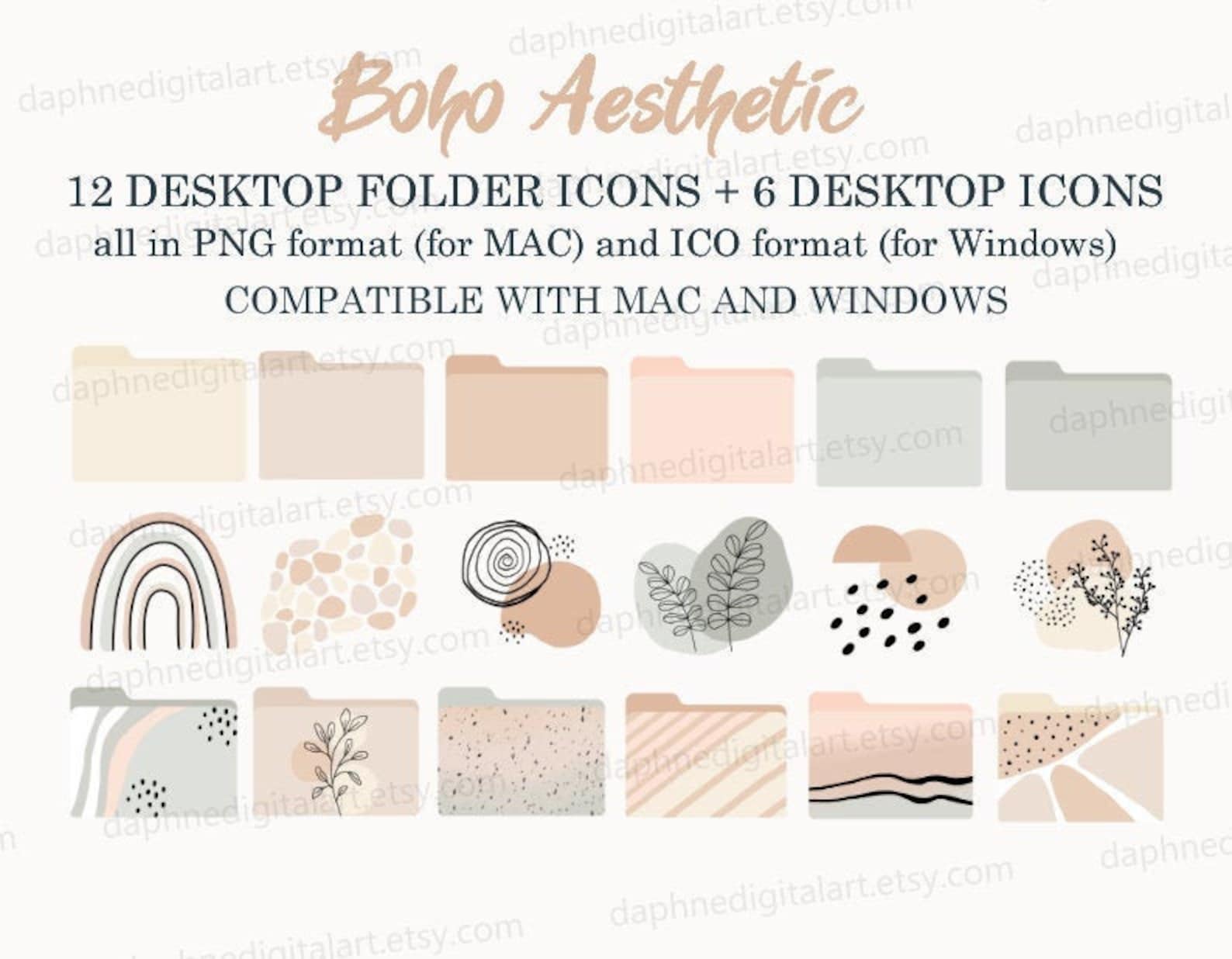 Boho Desktop Folder Icons for Mac Desktop Folder Icons - Etsy