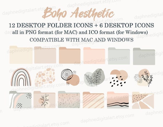 Boho Desktop Folder Icons for Mac Desktop Folder Icons - Etsy