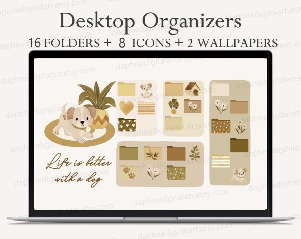 Dog Plant Desktop Organizer Wallpaper Folder Icons Desktop - Etsy
