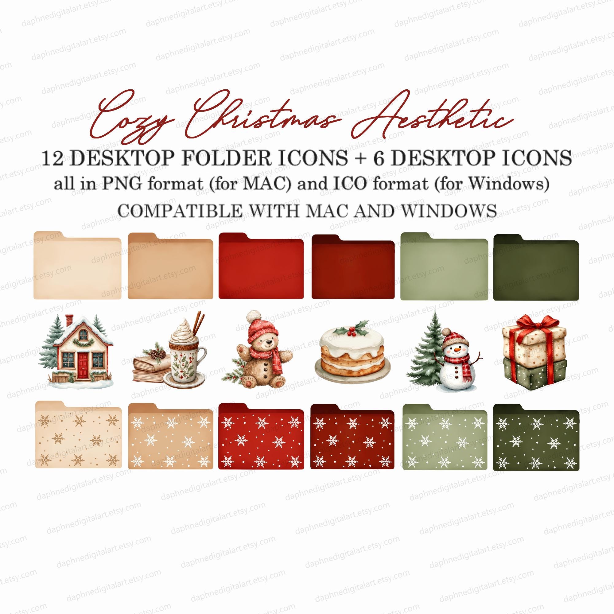 Christmas Icons, Folder Icons, Mac, Windows, PC, File Icons, Aesthetic ...