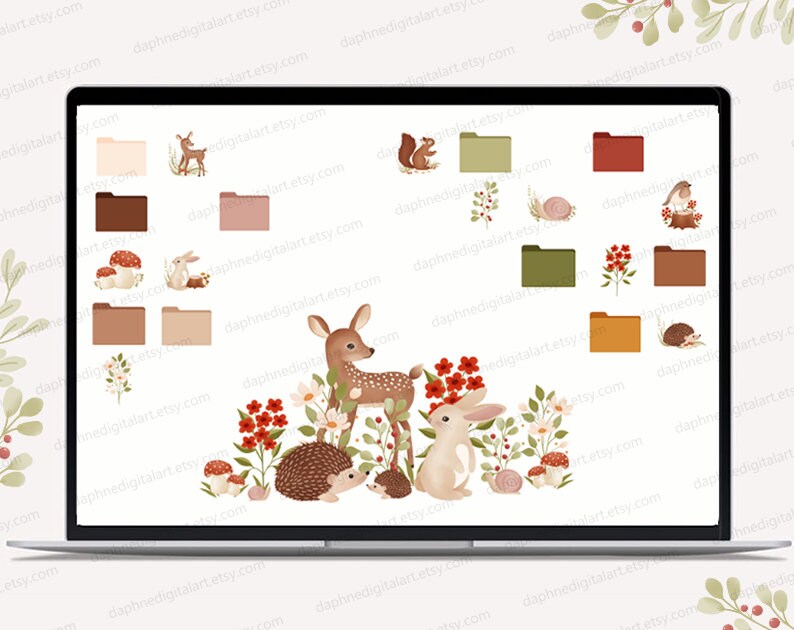 Autumn Desktop Organizer Wallpaper Folder Icons fall - Etsy