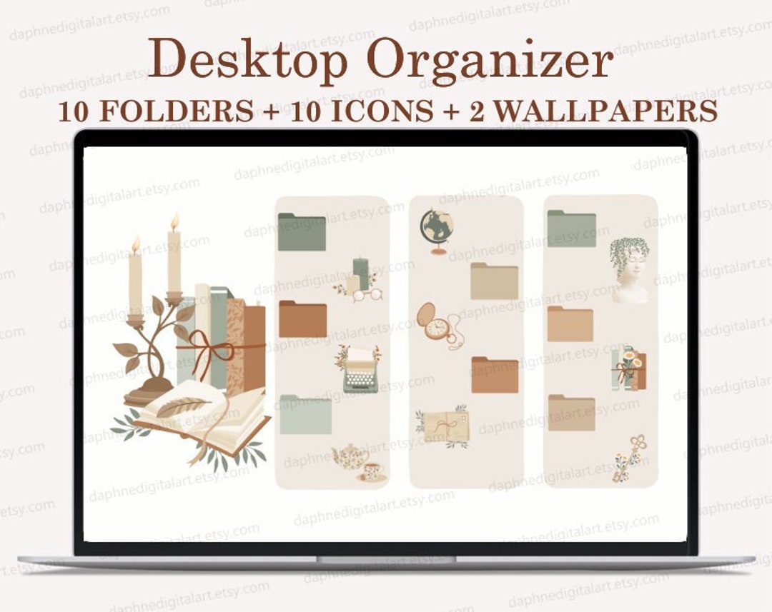 Light Academia Desktop Icons , Desktop Wallpaper Organizer, MacBook ...