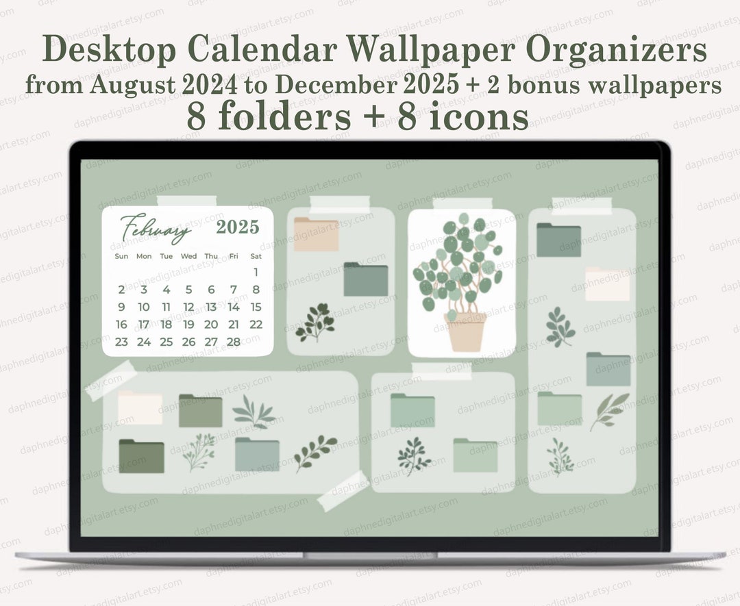Desktop Wallpaper Organizer Calendar 2024 2025, Mac and Windows Desktop ...